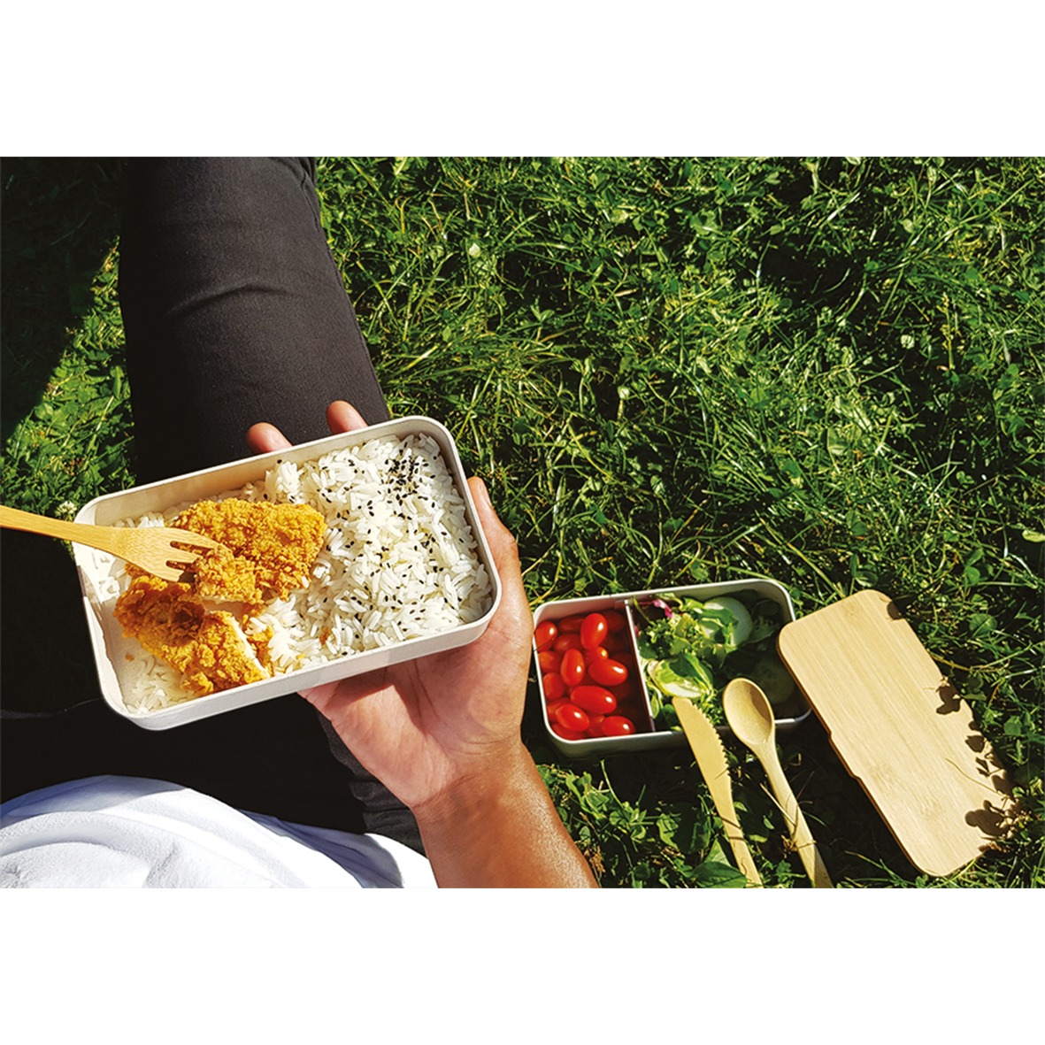 Boite repas, Bento en cosse de riz, avec couvercle en bambou ...